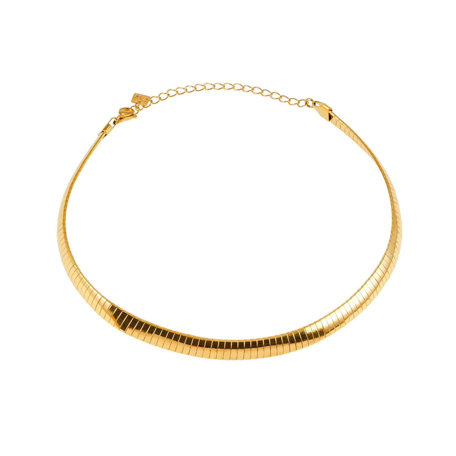ANJILMA Gold: Minimalist Textured Choker Collar Necklace.