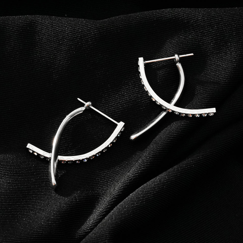 CREEDA White Gold (Silver Toned): Avant-Garde Shaped Detachable Hoop E