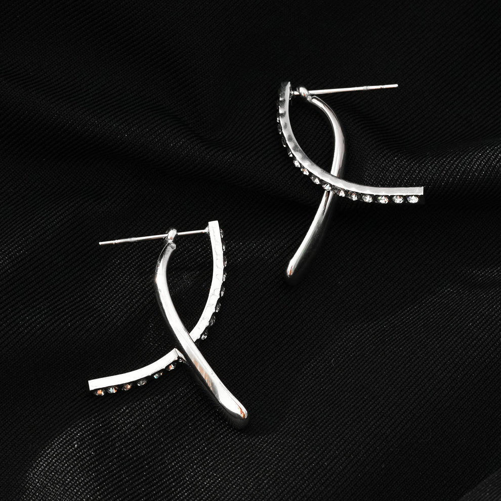 CREEDA White Gold (Silver Toned): Avant-Garde Shaped Detachable Hoop E